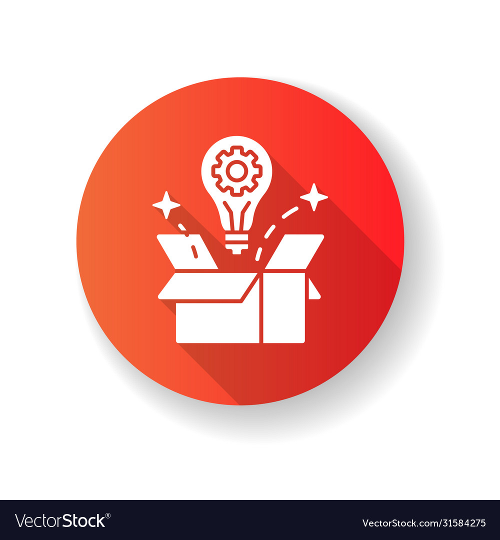 Creative solution red flat design long shadow Vector Image