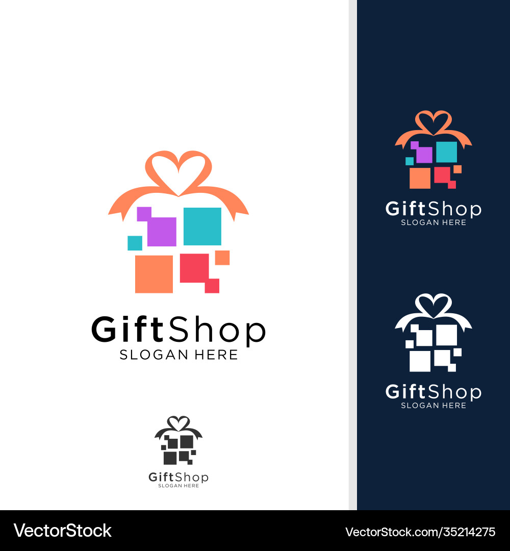 Gift shop logo design concept template co Vector Image