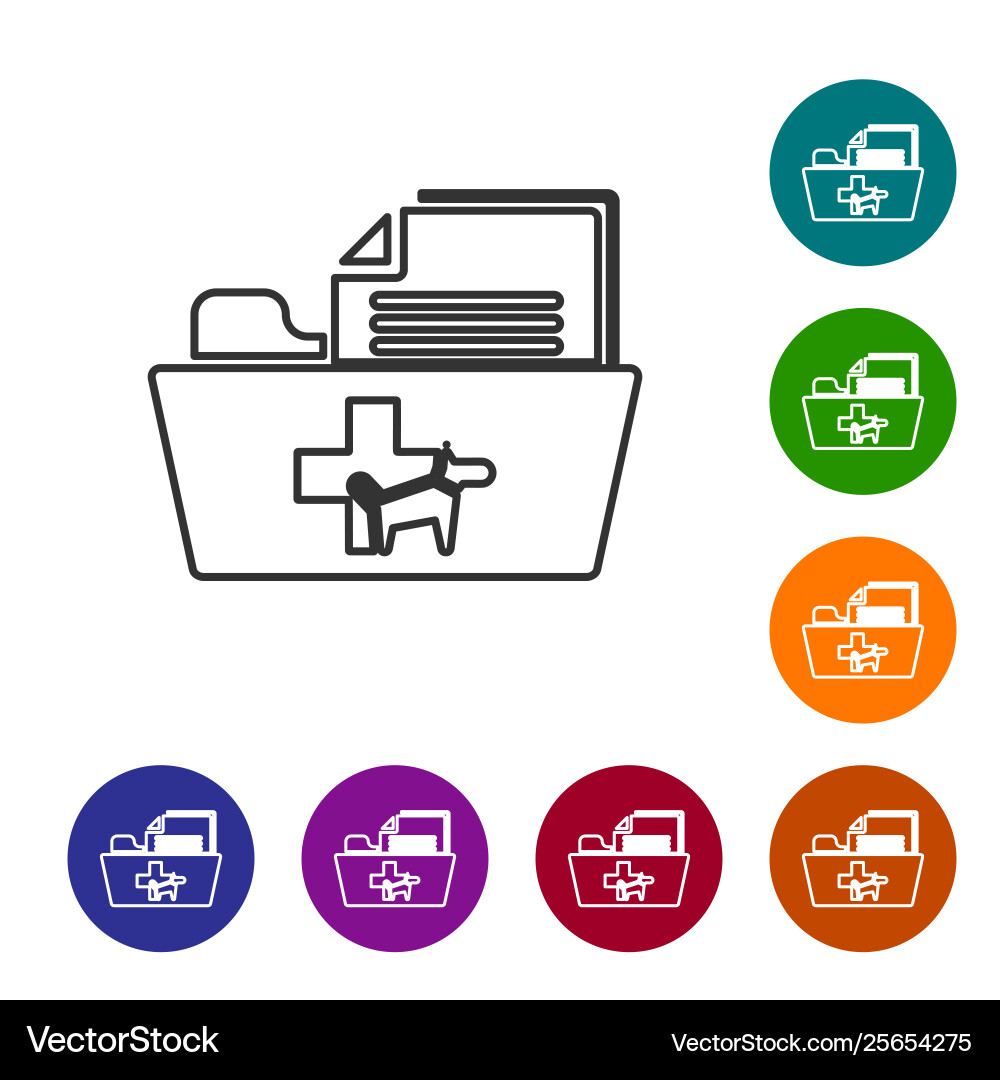 Grey medical veterinary record folder line icon Vector Image