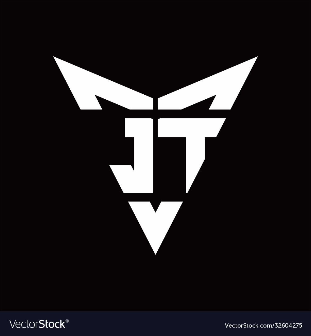 Jt logo monogram with back drop shape design Vector Image