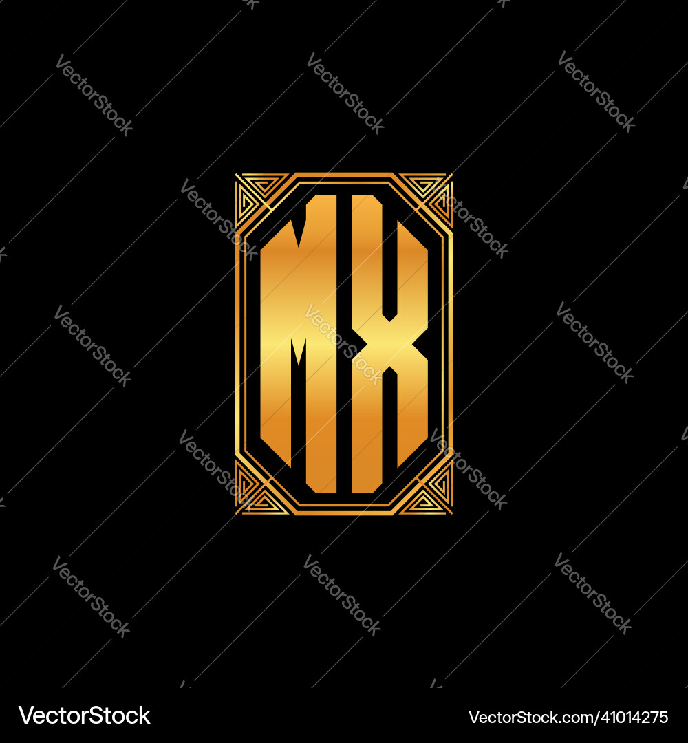Mx logo letter geometric golden style Royalty Free Vector