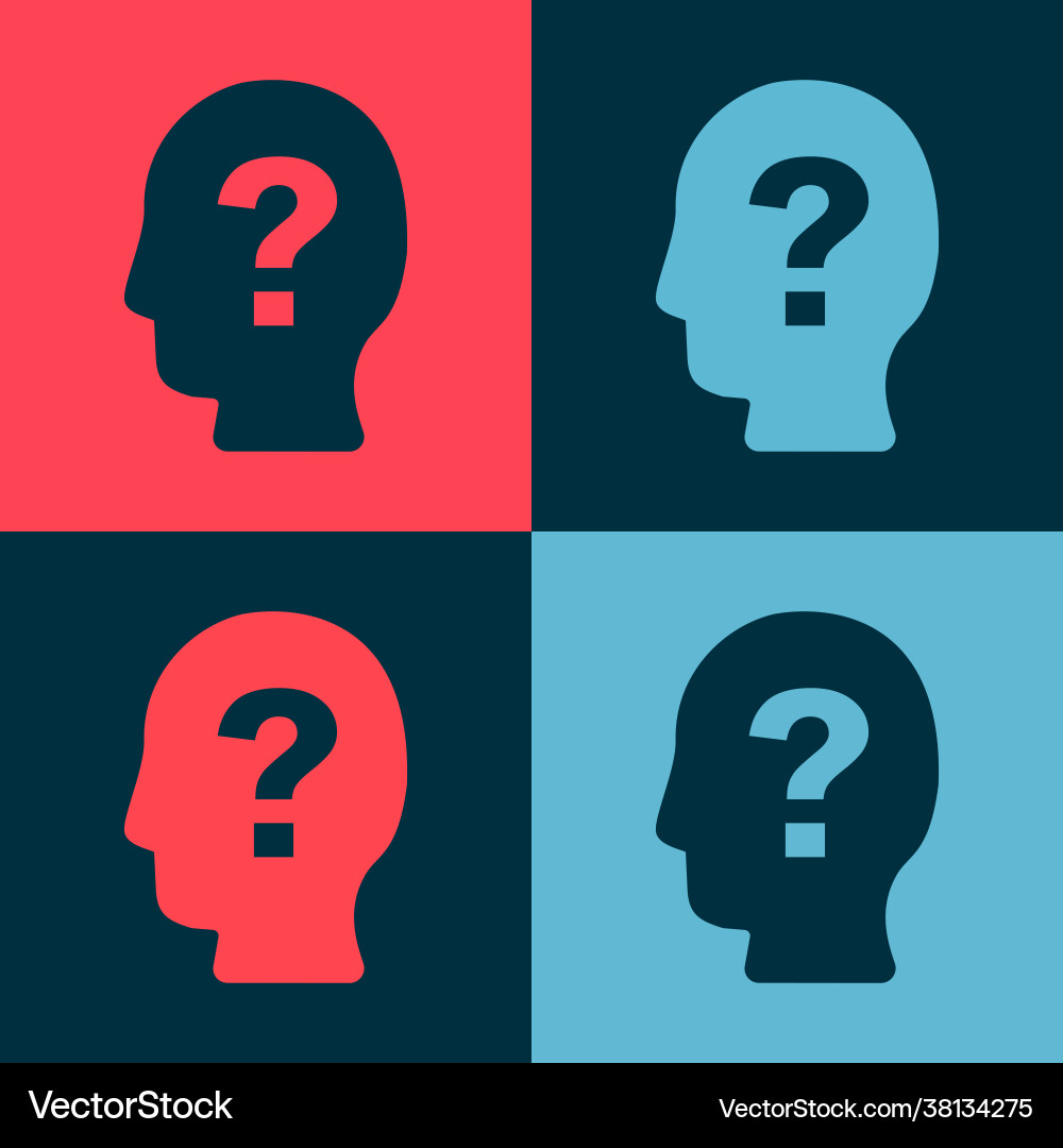 Pop art human head with question mark icon Vector Image