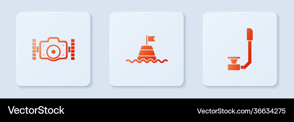 Set floating buoy on sea photo camera Royalty Free Vector
