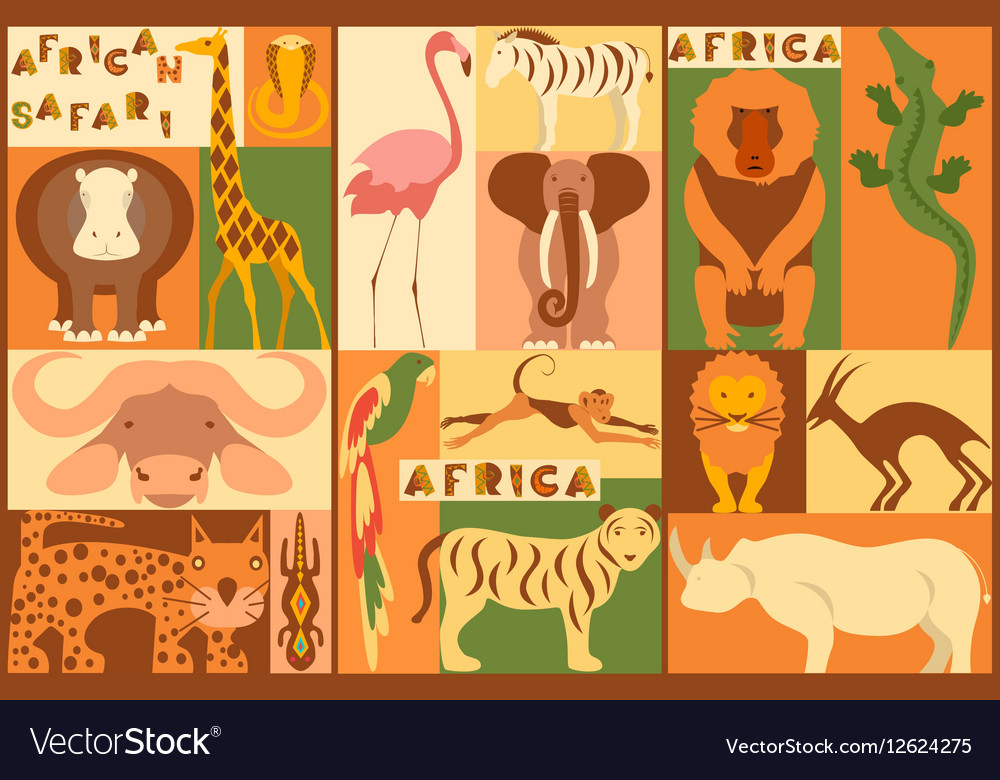 Set of african animals Royalty Free Vector Image