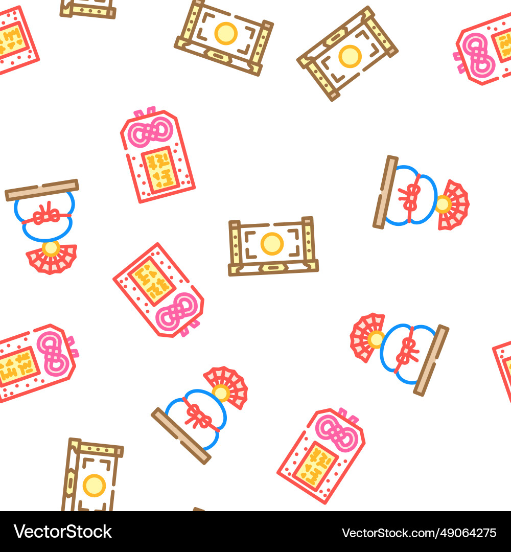 Shinto japan shrine travel seamless pattern Vector Image