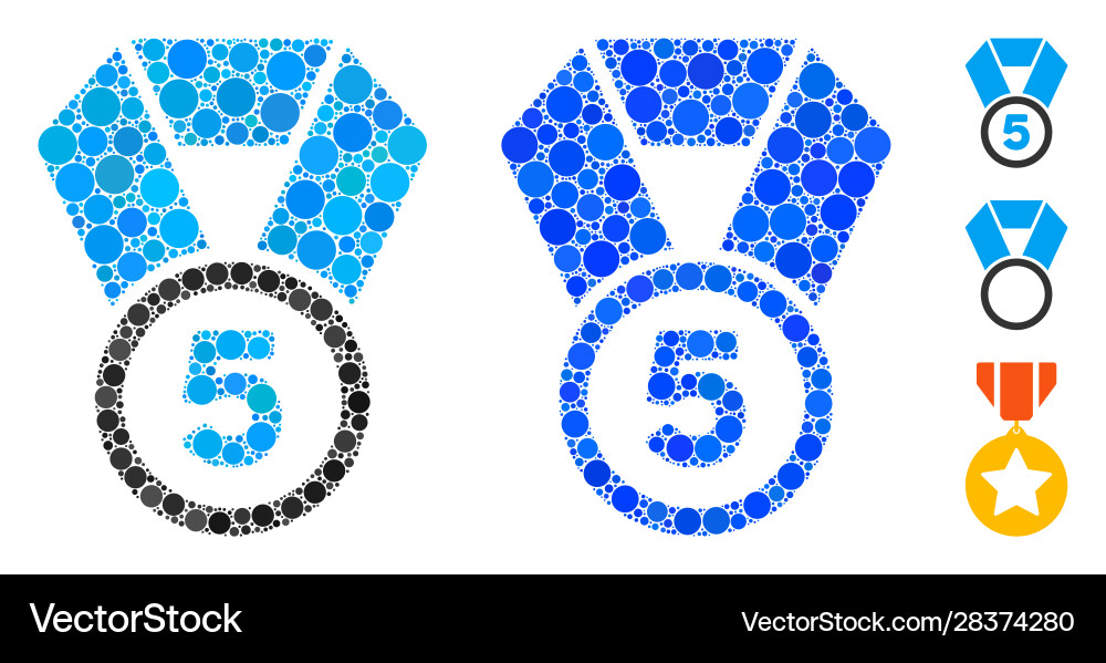 5th place medal mosaic icon spheric items Vector Image