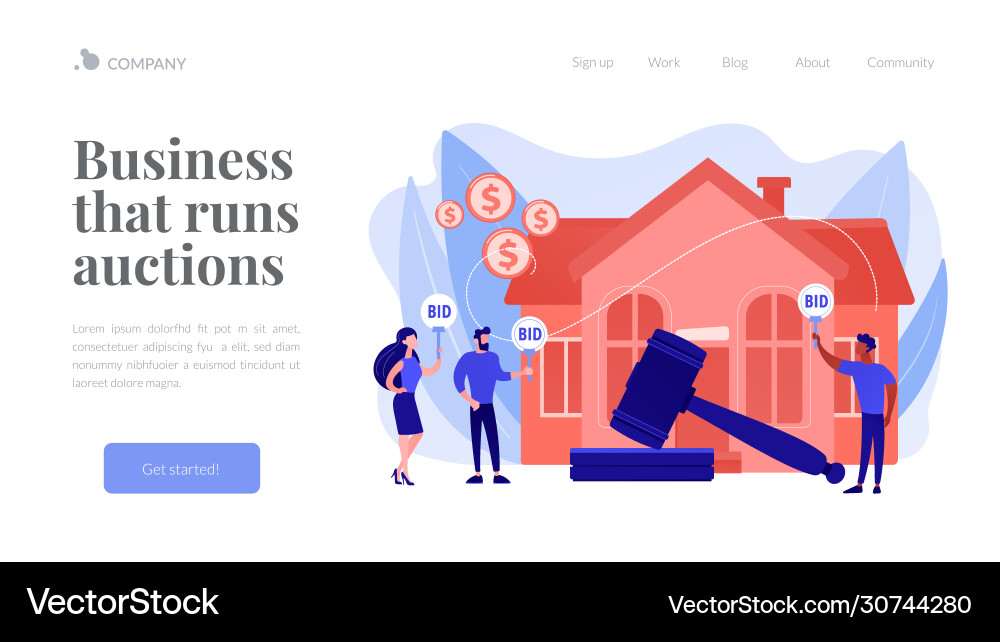 Auction house concept landing page Royalty Free Vector Image