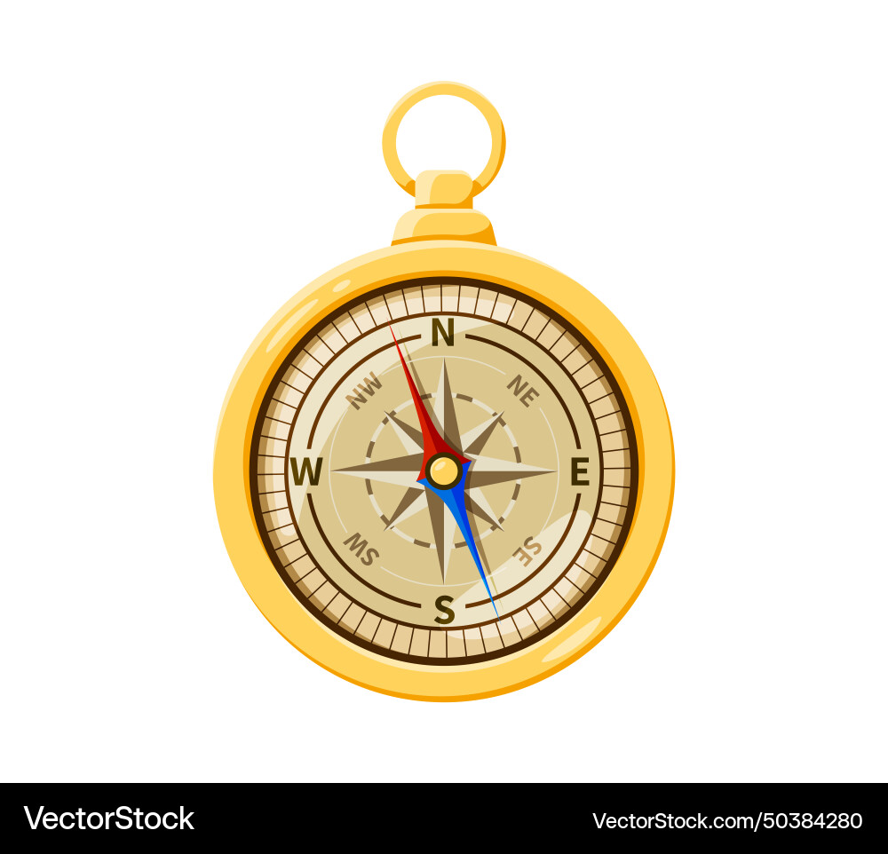 Cartoon sea compass ancient pirate navigation item
