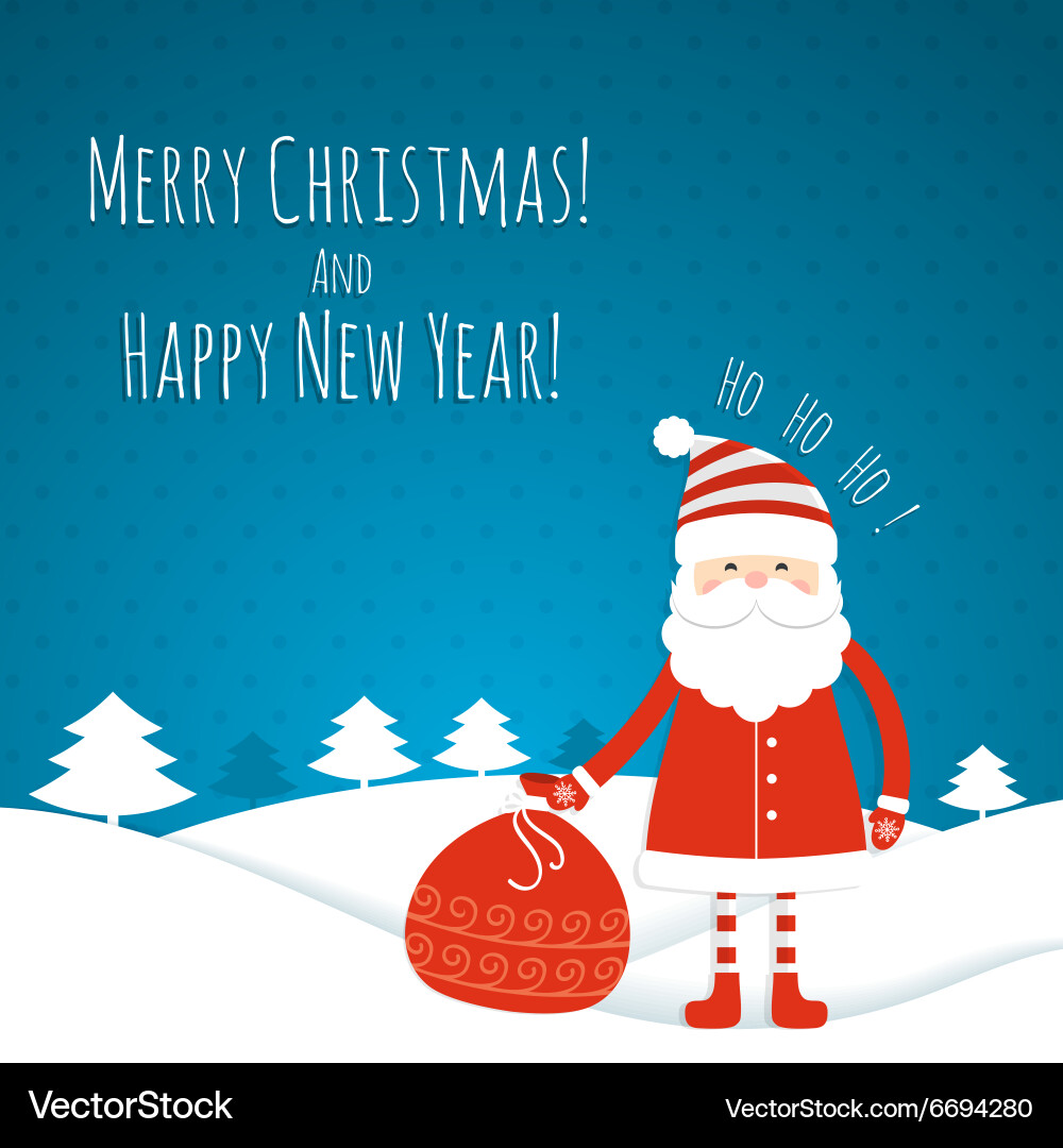 Christmas card with santa Royalty Free Vector Image