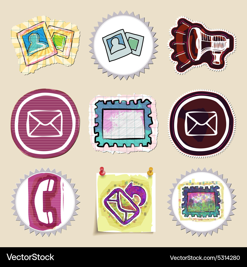 Communication icons set hand drawn and isolated Vector Image