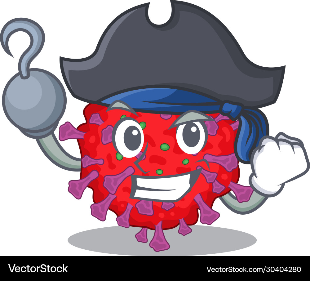Cool coronavirus particle in one hand pirate Vector Image