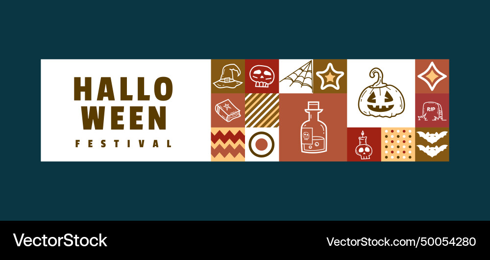 Flat halloween holiday horizontal banner design Vector Image