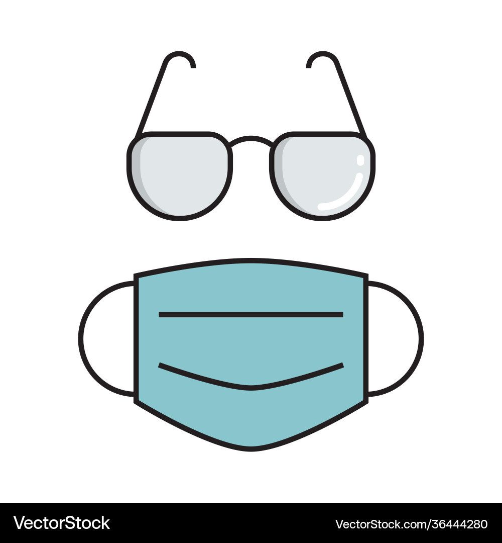 Goggles and face shield mask simple medicine icon Vector Image