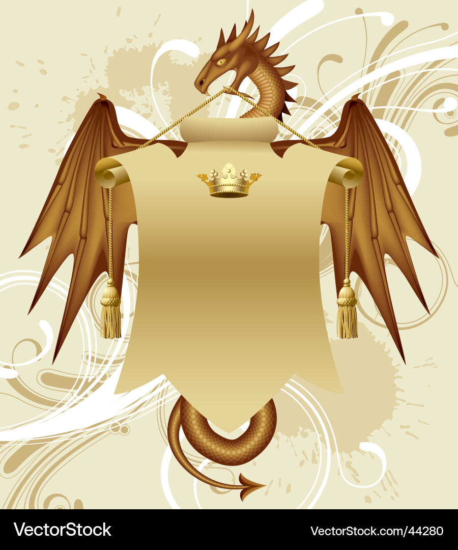 Gragon with a banner Royalty Free Vector Image