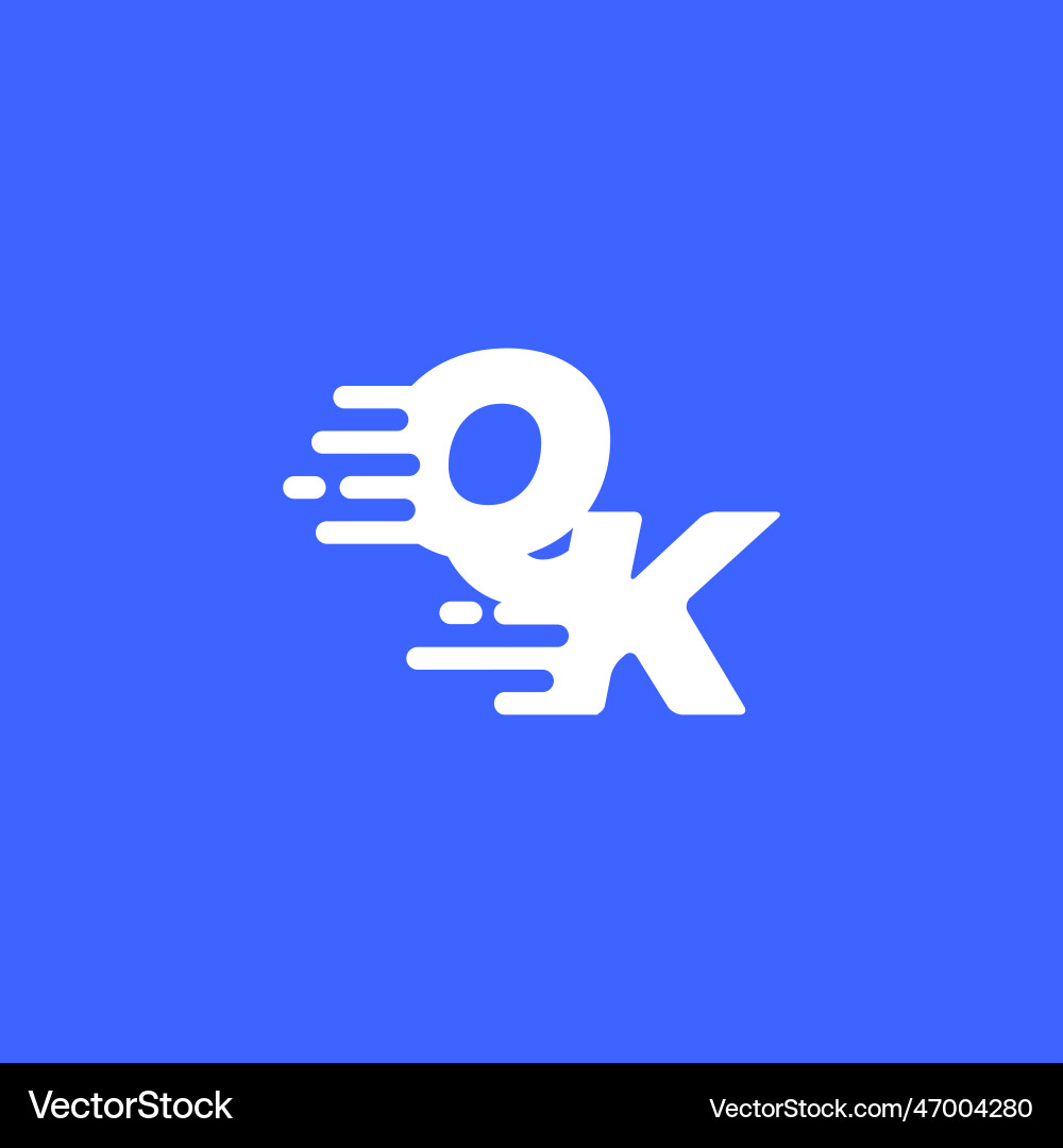 Letter qk fast speed technology modern logo design