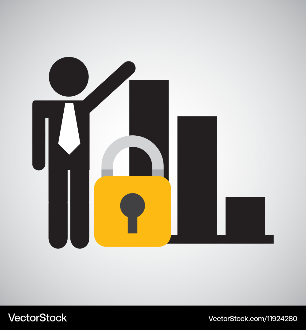 Man silhouette business statistics protection Vector Image