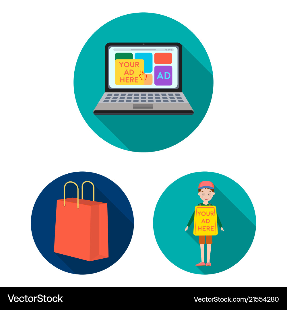 Production advertising flat icons in set Vector Image