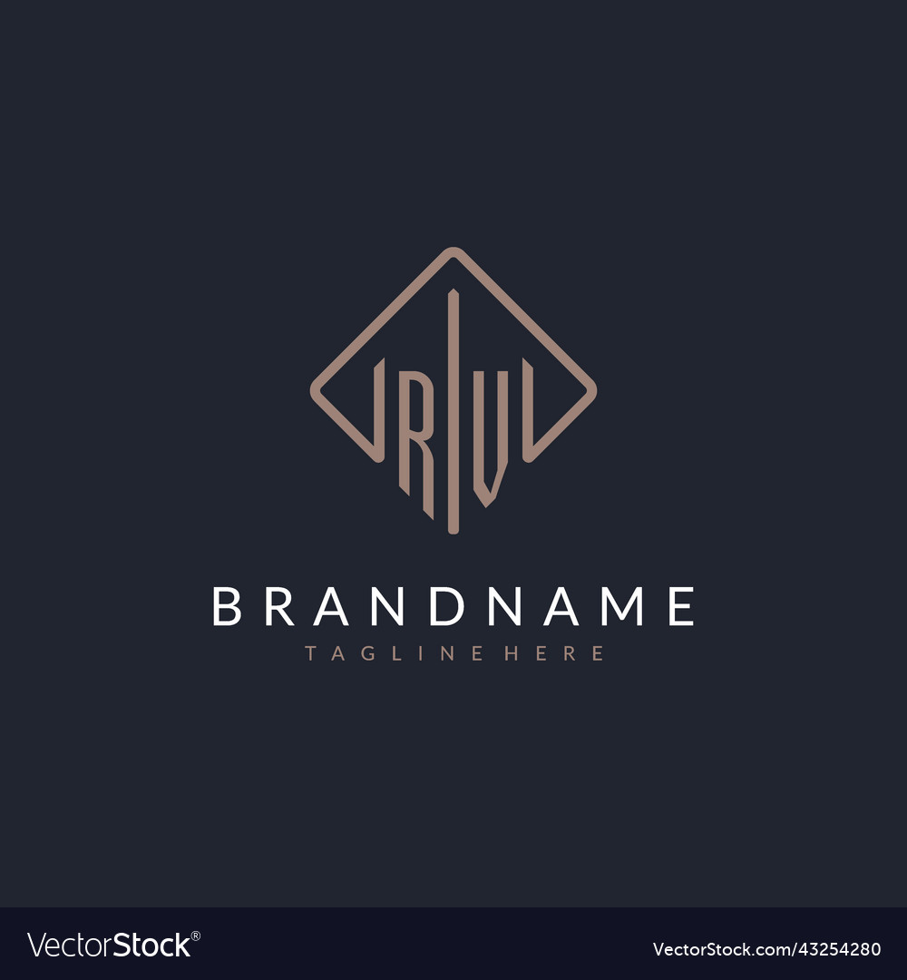 Rv initial logo with curved rectangle style design Rv initial logo with curved rectangle style design