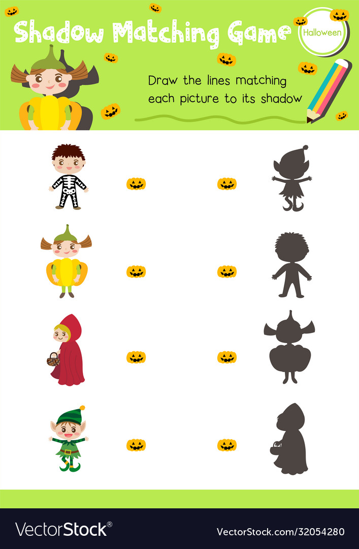Shadow matching game halloween 7 Royalty Free Vector Image