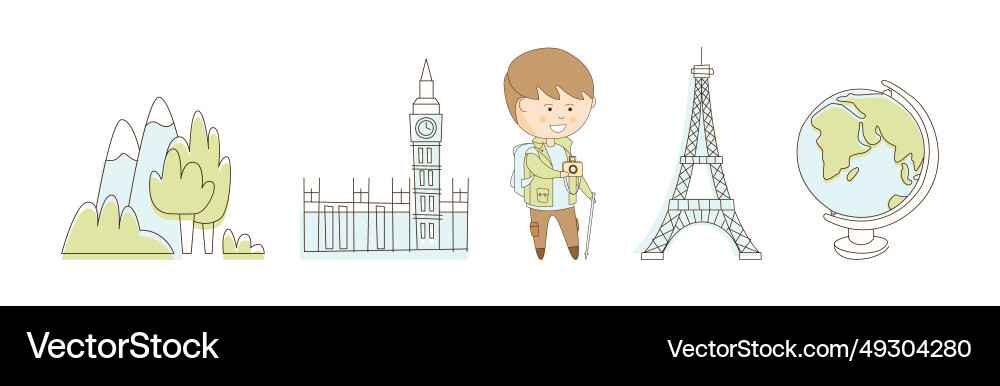 Tourism and travel on vacation object element Vector Image
