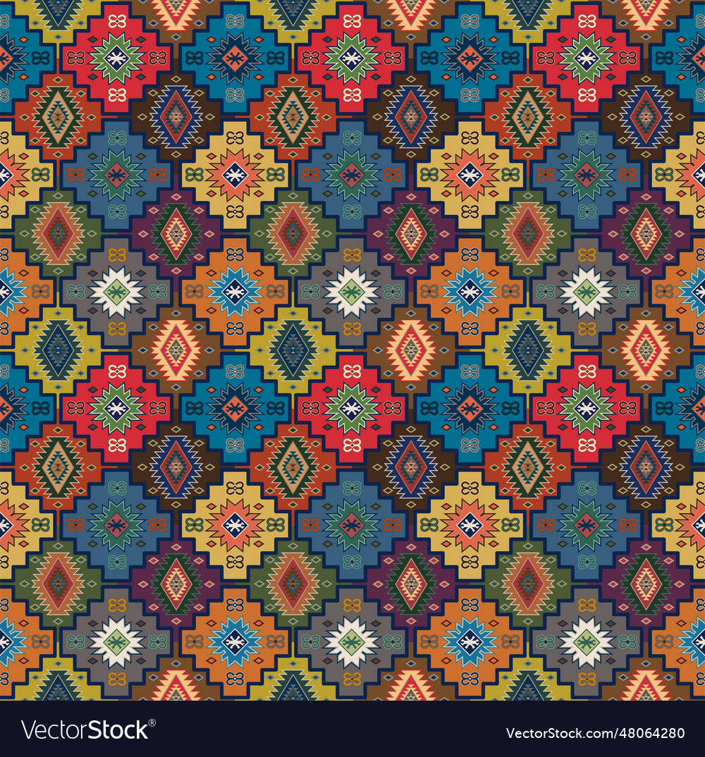 Turkish rug colorful pattern design Royalty Free Vector