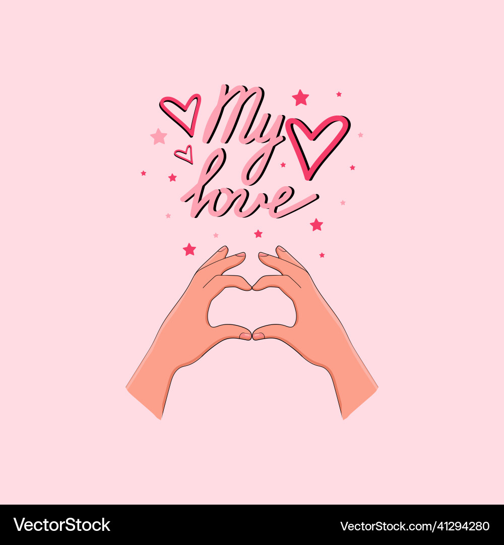 Two hands romantic symbols for valentines day set Vector Image