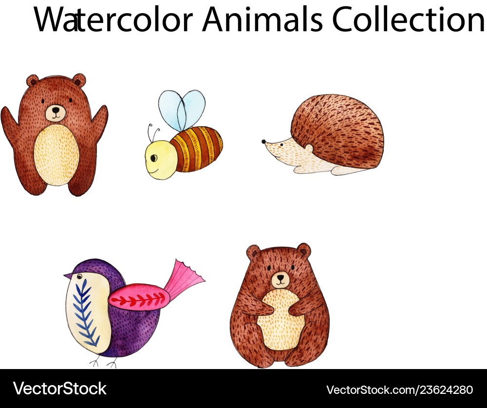 Watercolor cartoon collection Royalty Free Vector Image
