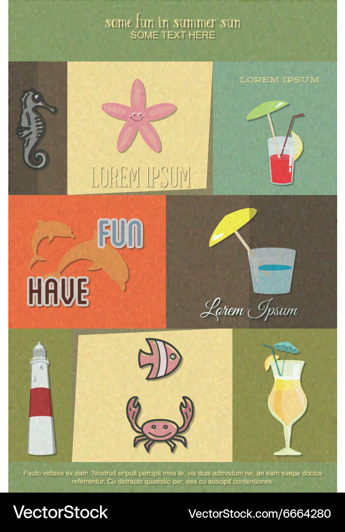 With summer and crab fish Royalty Free Vector Image