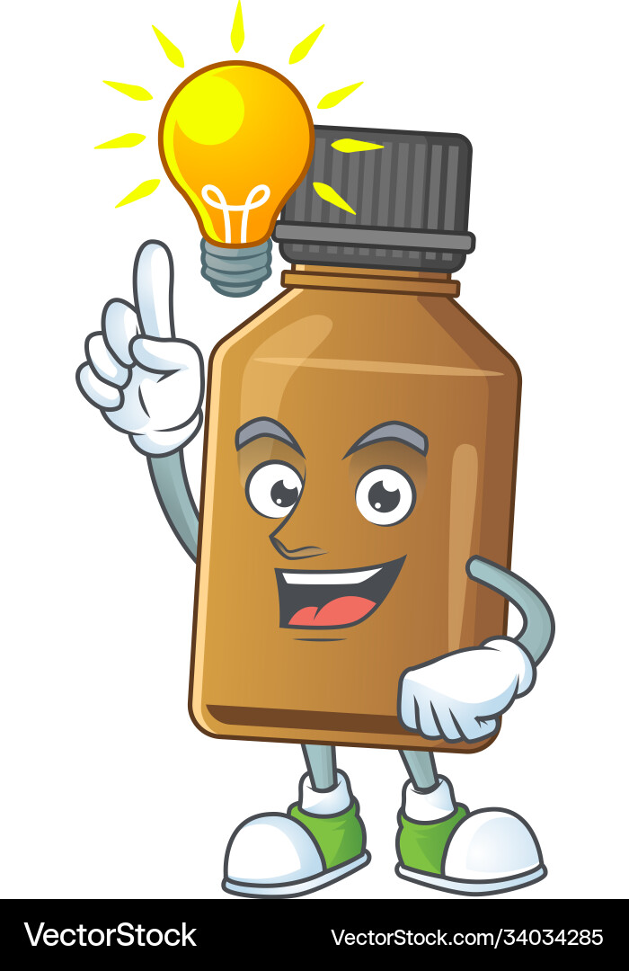 A genius syrup cure bottle mascot character Vector Image