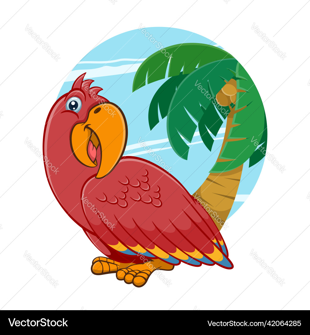 Cartoon parrot bird with background Royalty Free Vector
