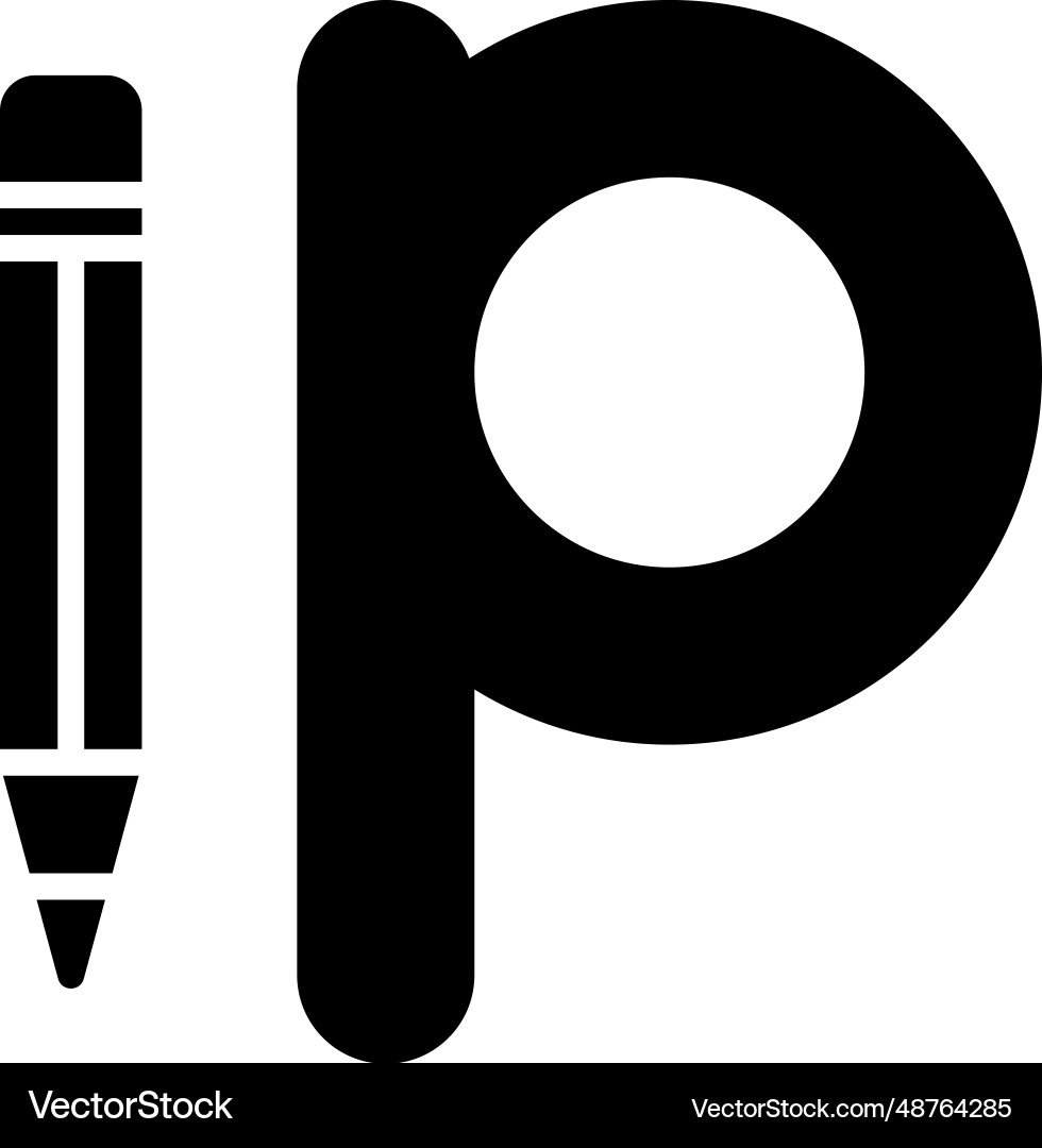 Letter p alphabet with pencil icon Royalty Free Vector Image