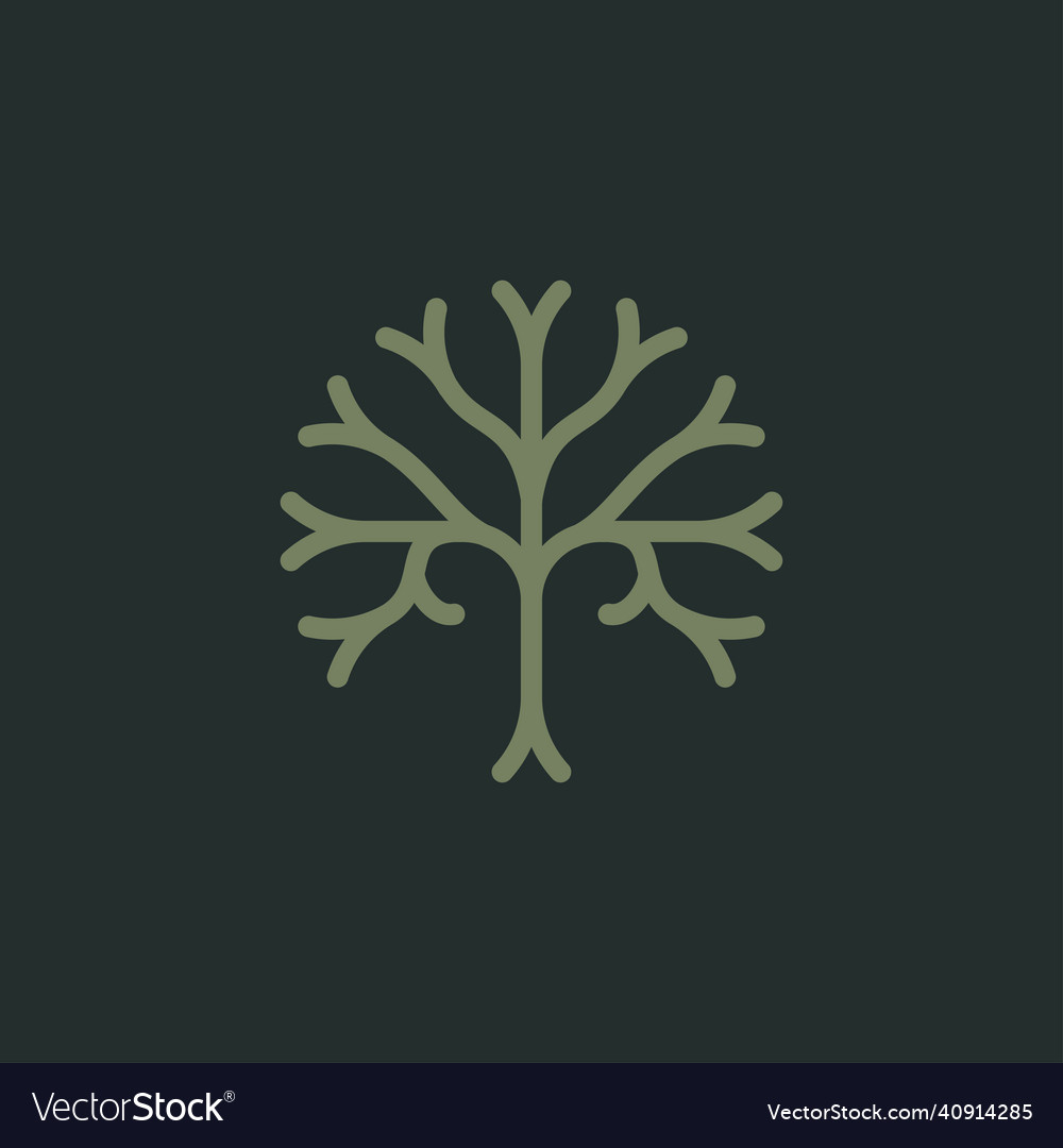 Line art tree logo design Royalty Free Vector Image