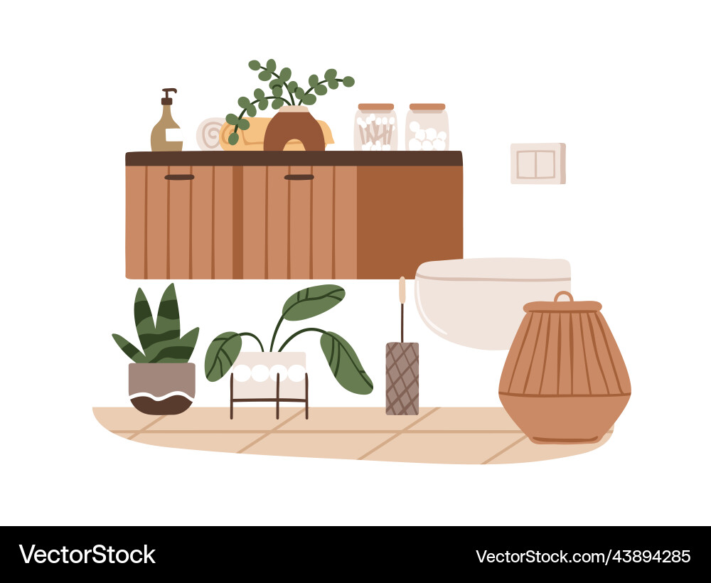 Modern restroom interior with wall-hung toilet Vector Image