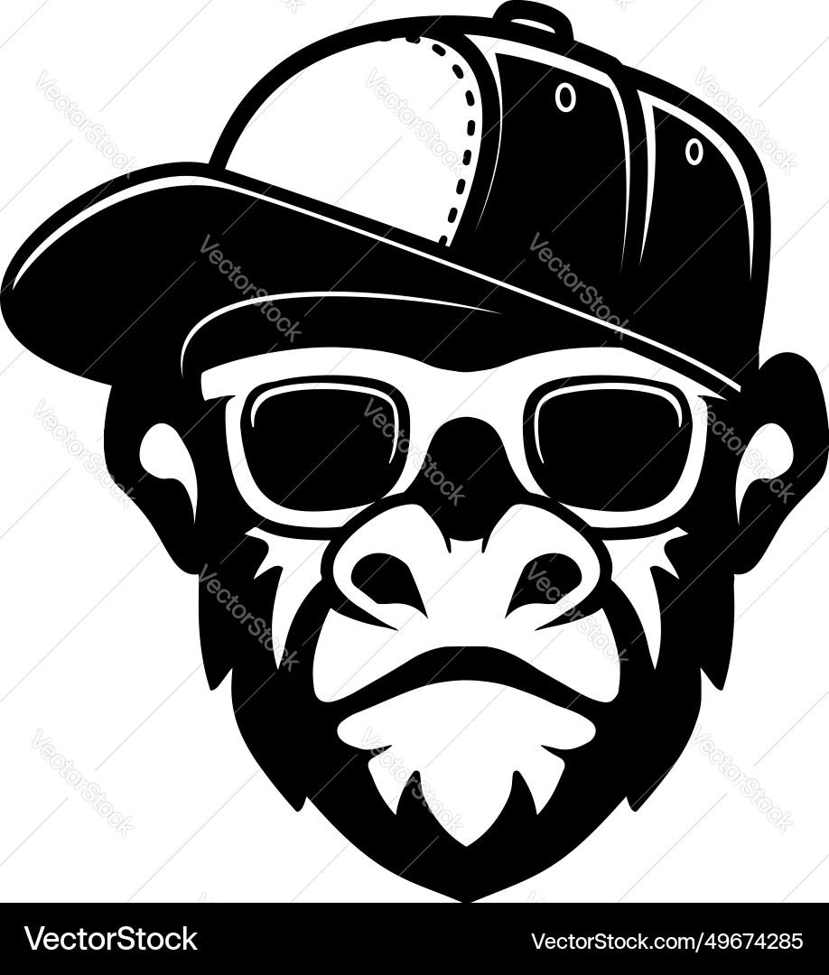 Monkey in a cap design element for t shirt poster Vector Image