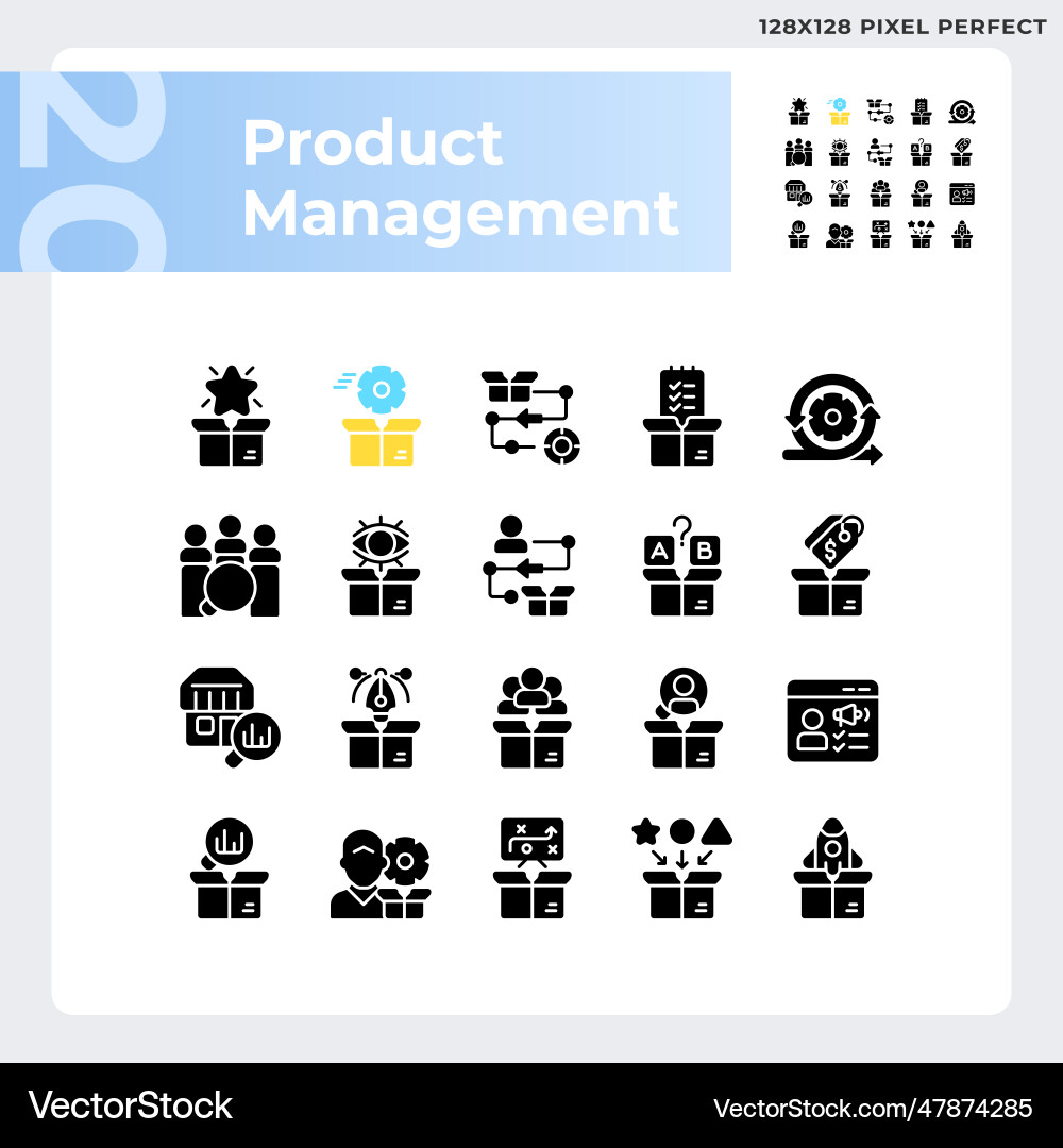 Pixel perfect glyph style product management Vector Image