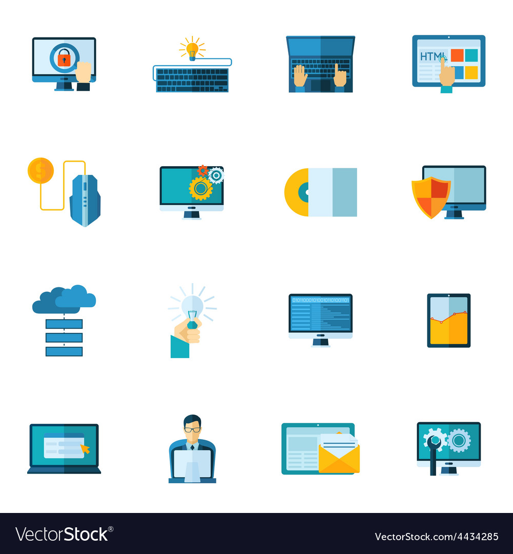 Program development icons set Royalty Free Vector Image Program development icons set Royalty Free Vector Image