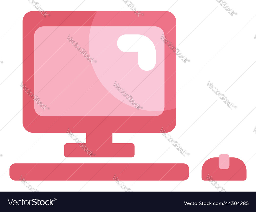 Red computer on a white background Royalty Free Vector Image