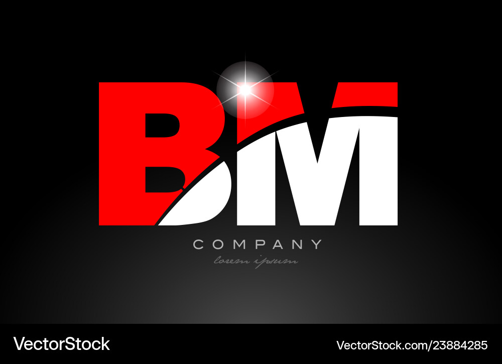 Red white color letter combination bm b m Vector Image