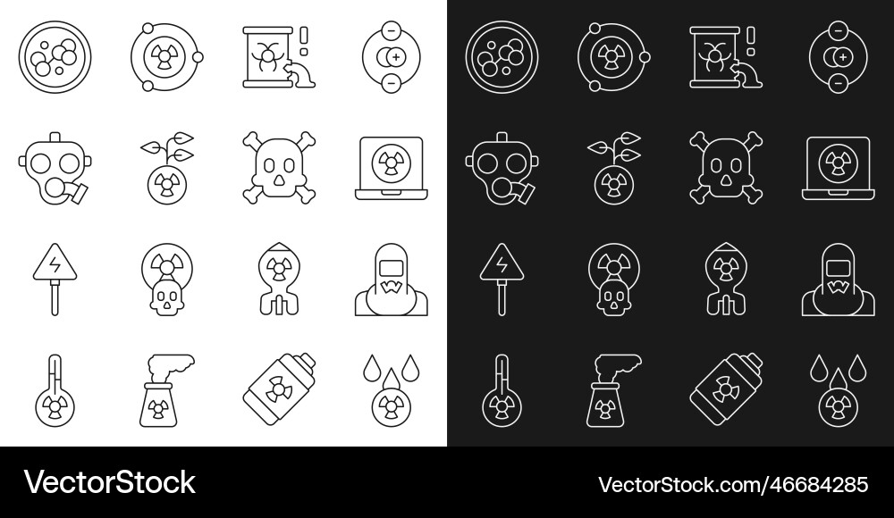 Set line acid rain and radioactive cloud nuclear Vector Image