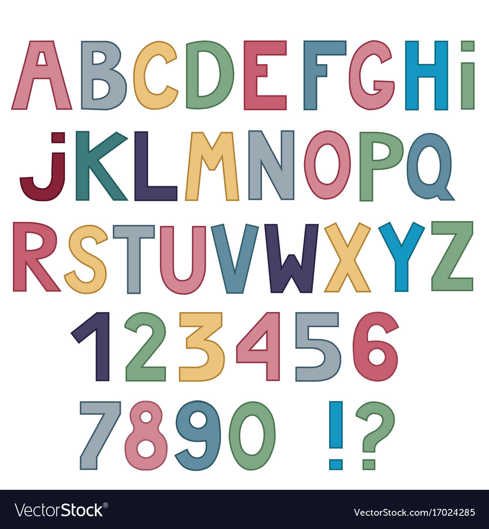 Set of cute letters and numbers isolated on white Vector Image