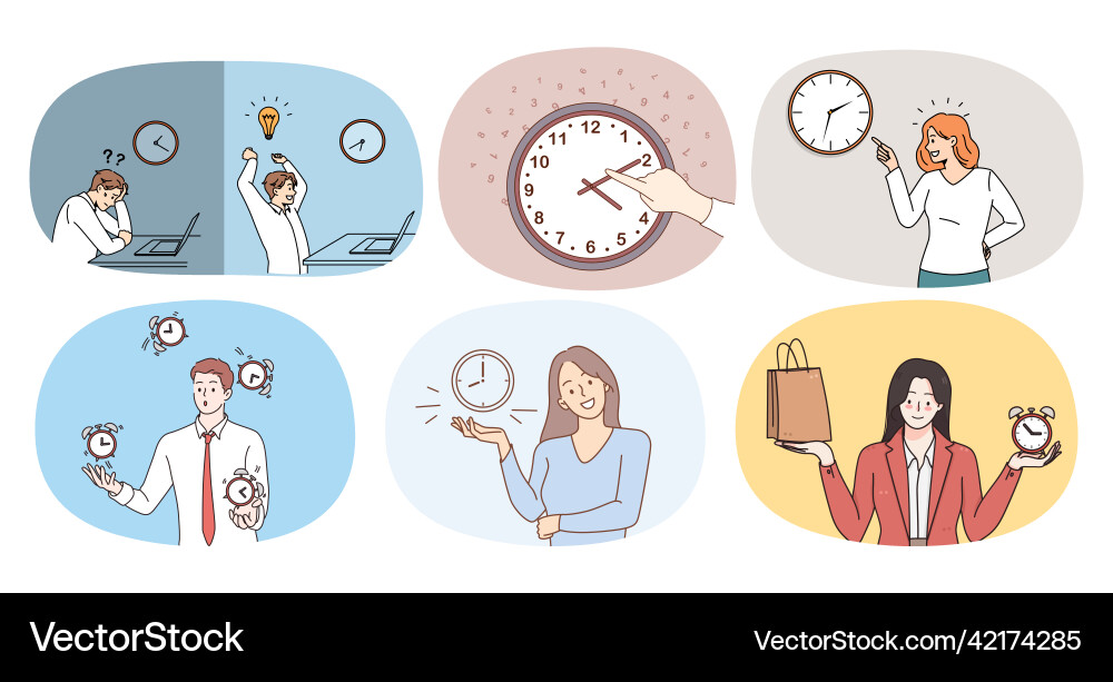 Set of diverse people relationship with time Vector Image
