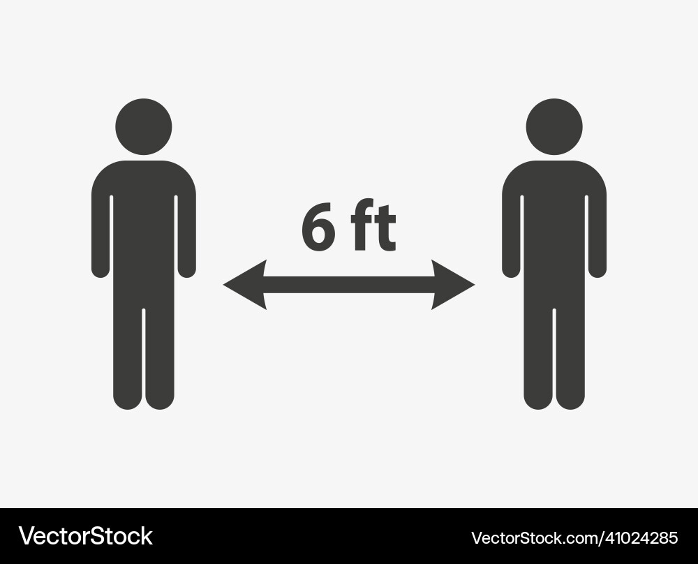 Six feet distance between two people sign Vector Image