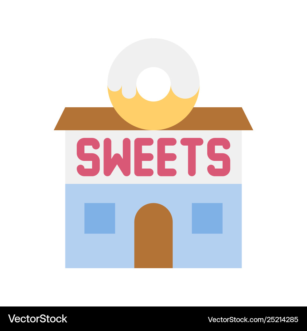 Sweet shop isolated flat stye icon Royalty Free Vector Image