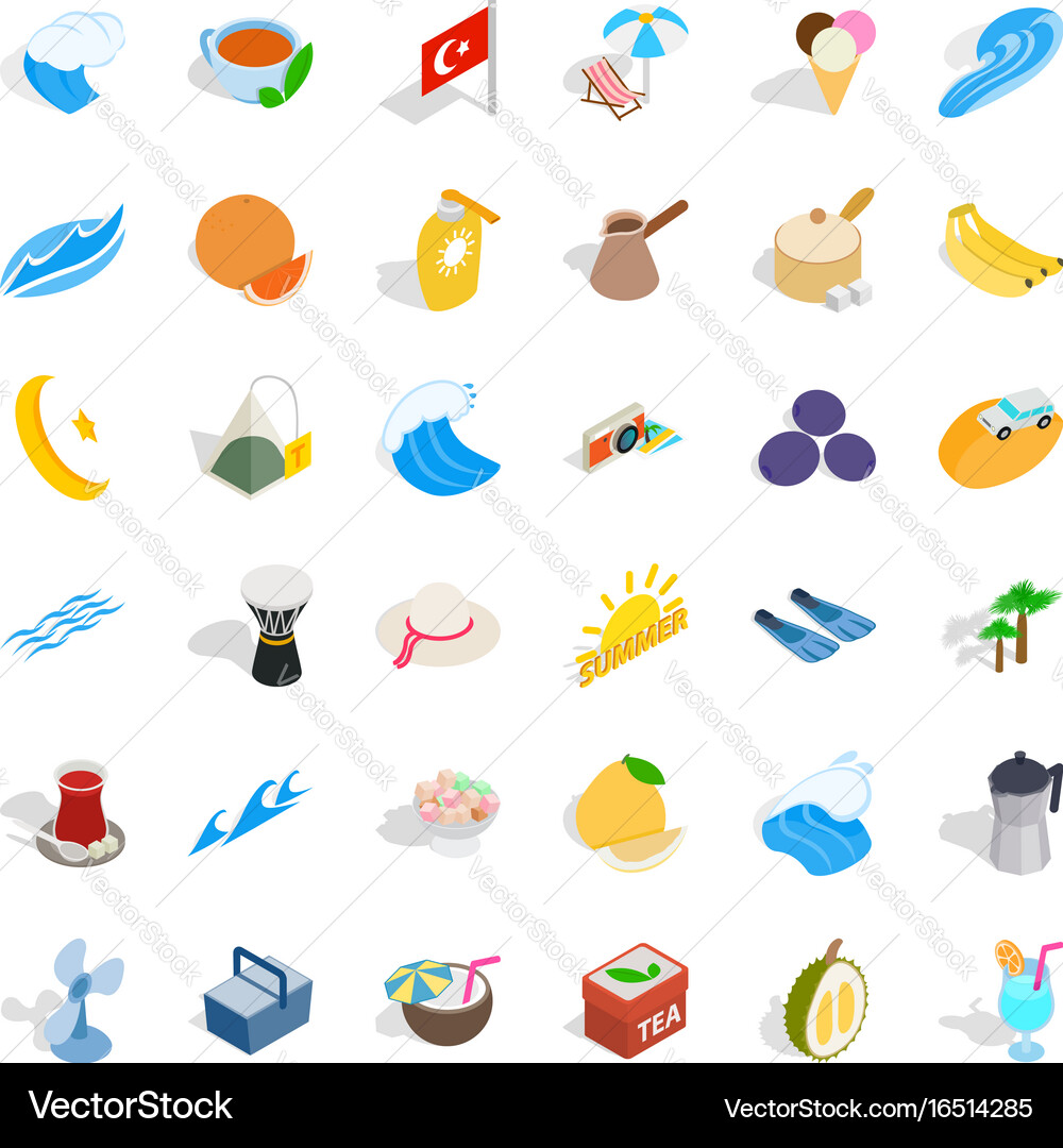 Turkey landmark icons set isometric style Vector Image