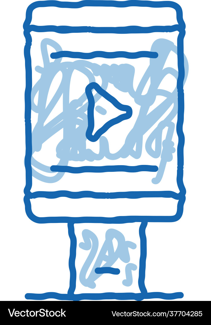 Video advertising on phone doodle icon hand drawn Vector Image