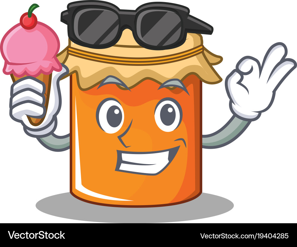 With ice cream jam character cartoon style Vector Image