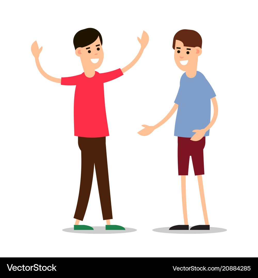 Young man standing and greet each other group Vector Image