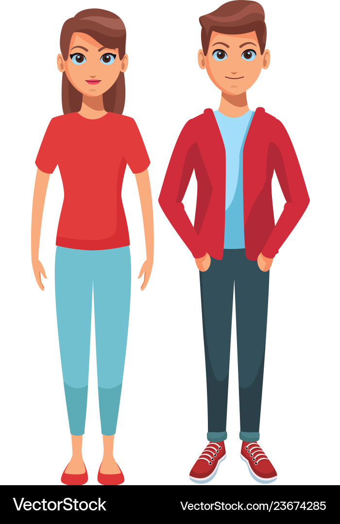 Young people couple body Royalty Free Vector Image