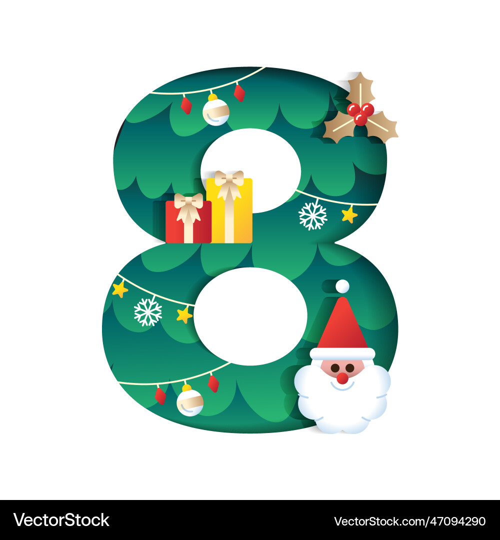 8 numeric number alphabet cute merry christmas Vector Image