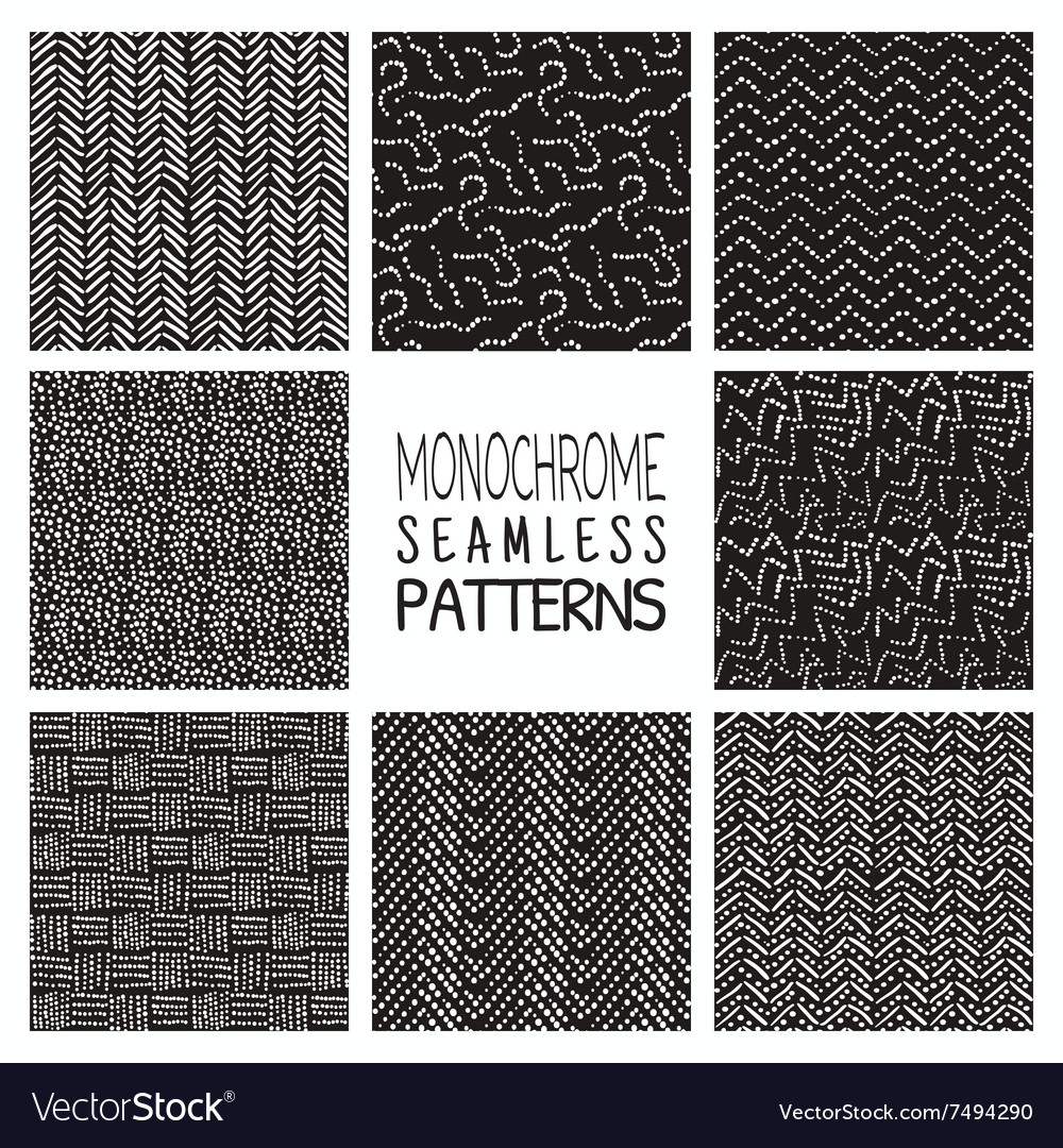 Abstract Monochrome Seamless Background Patterns Vector Image